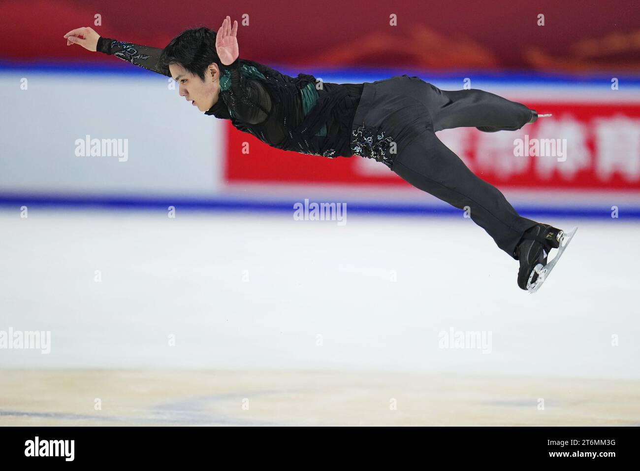Shoma Uno of Japan performs in the men's free program at the Cup of ...