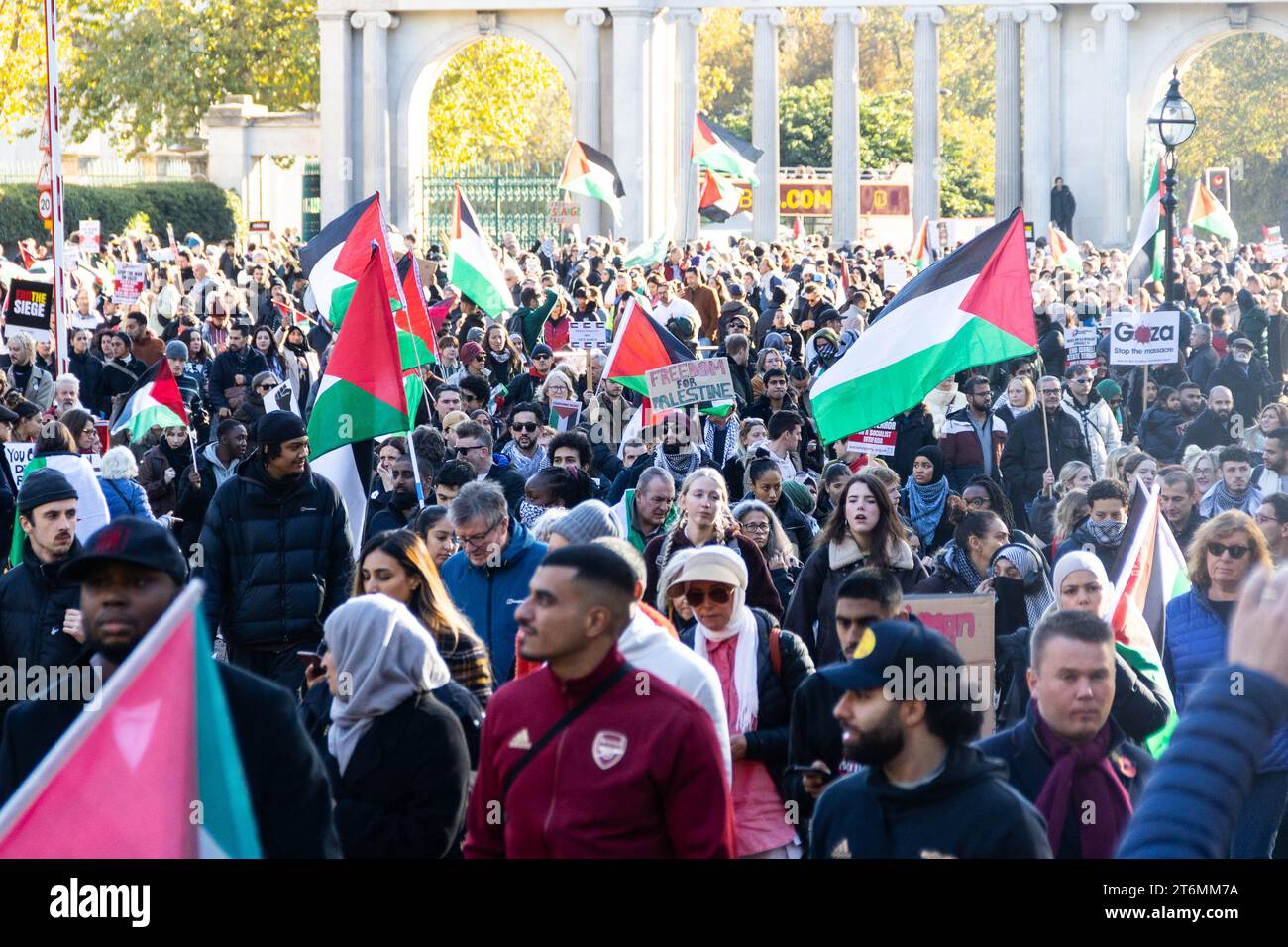 London, UK. 11th Nov 2023. Pro-Palestine Protest - Hyde Park March ...