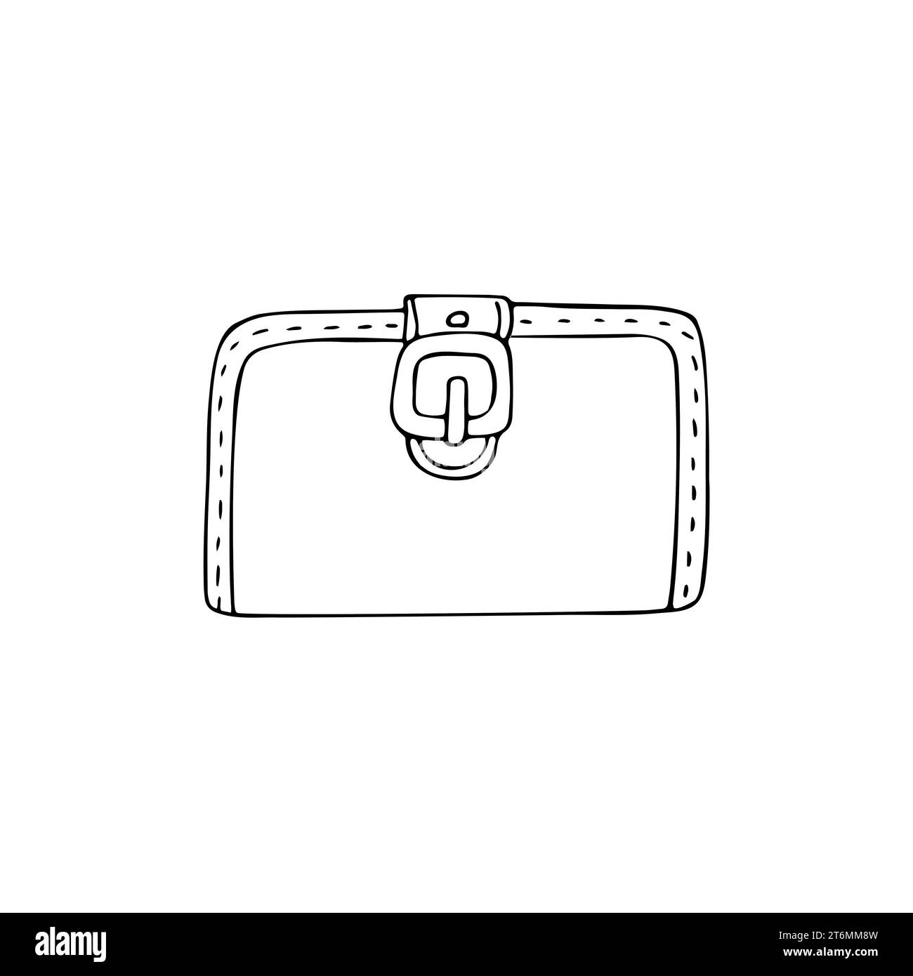 Hand drawn woman's money wallet/purse in doodle style, isolated vector ...