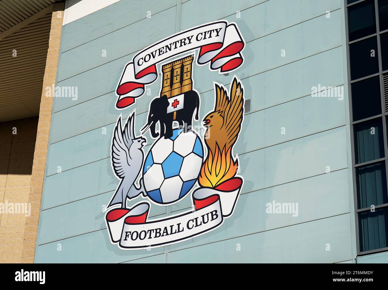 A general view of the Coventry City logo at the stadium ahead of the ...