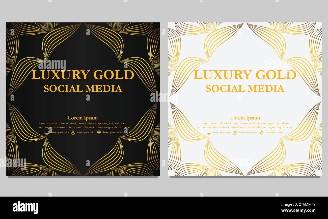 luxury golden floral social media post template design Stock Vector ...