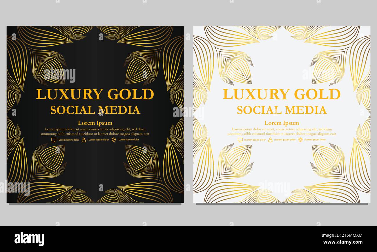 luxury golden floral social media post template design Stock Vector ...