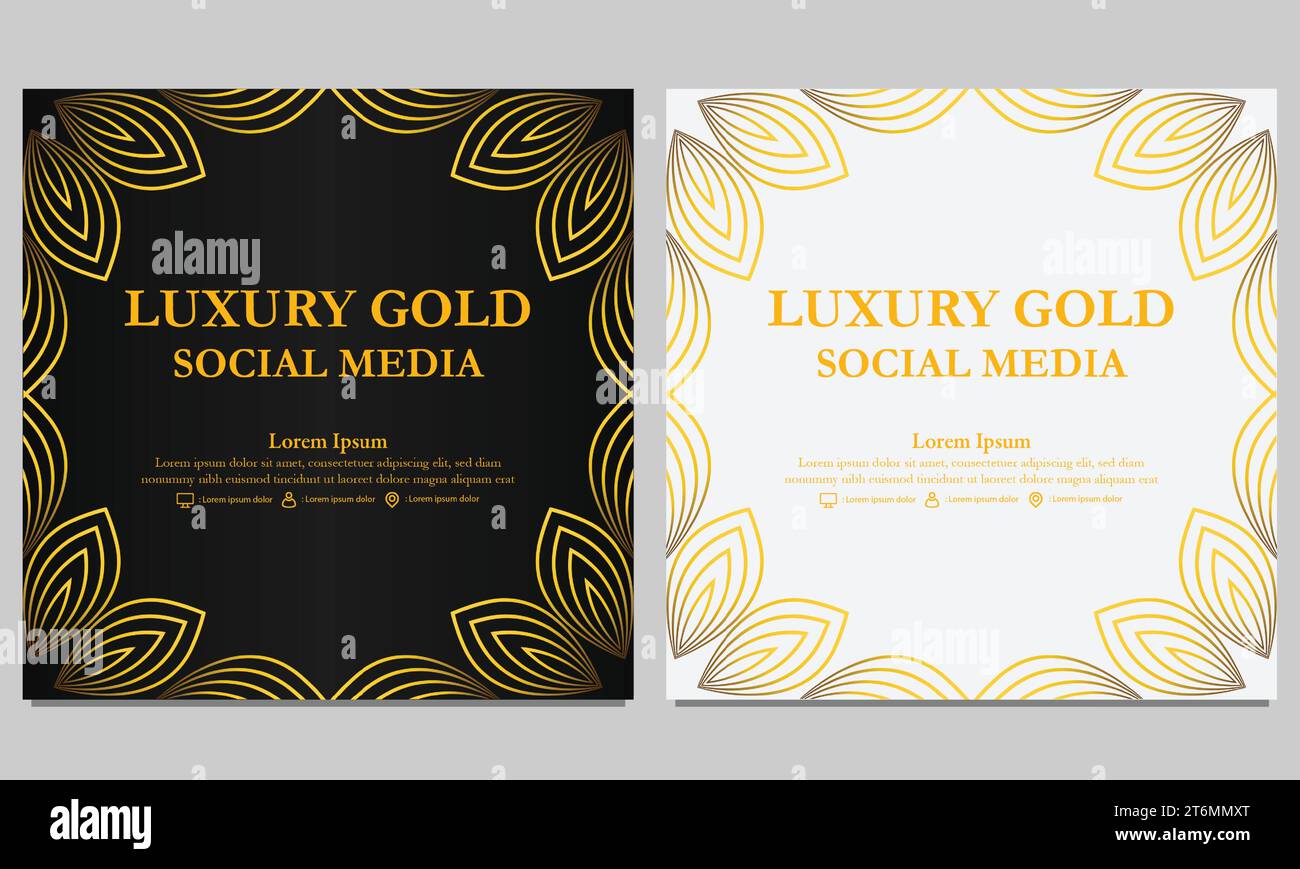 luxury golden floral social media post template design Stock Vector ...