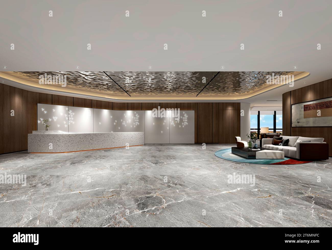 3d render of building interior lobby reception Stock Photo - Alamy