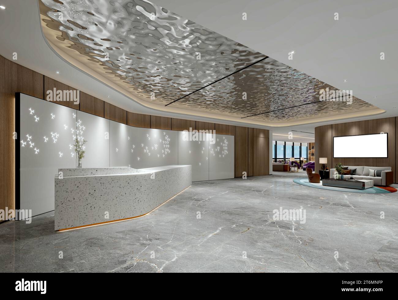 3d render of building interior lobby reception Stock Photo - Alamy