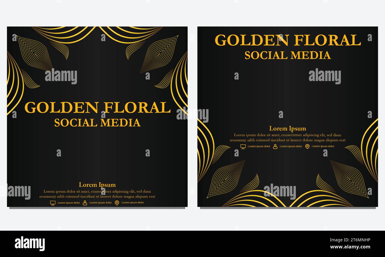 set of luxury gold floral social media post template. suitable for ...