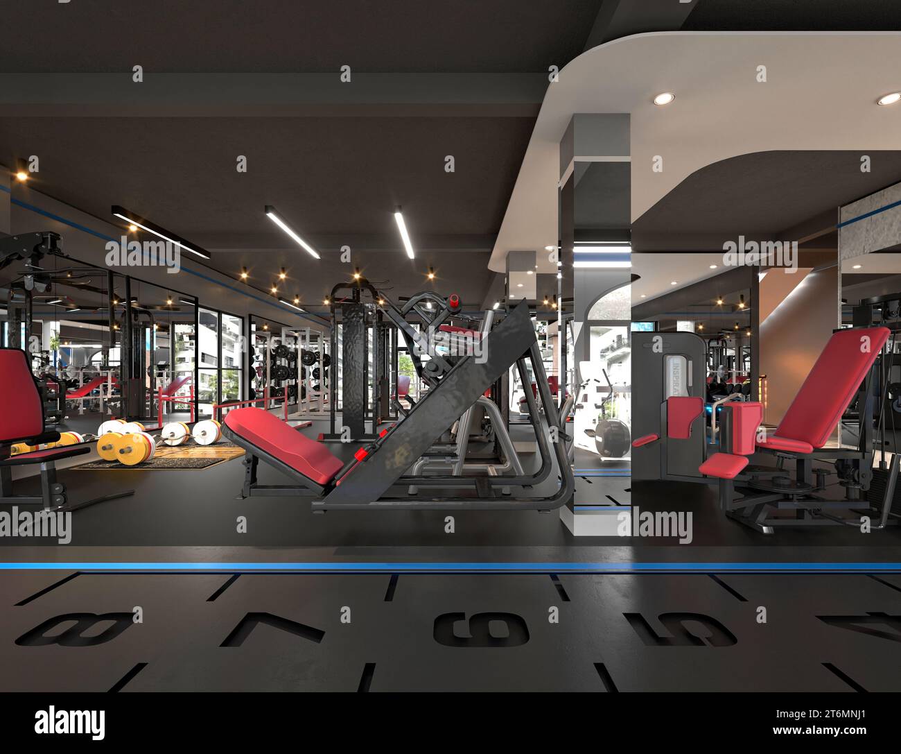 3d render fitness workout wellness center Stock Photo - Alamy