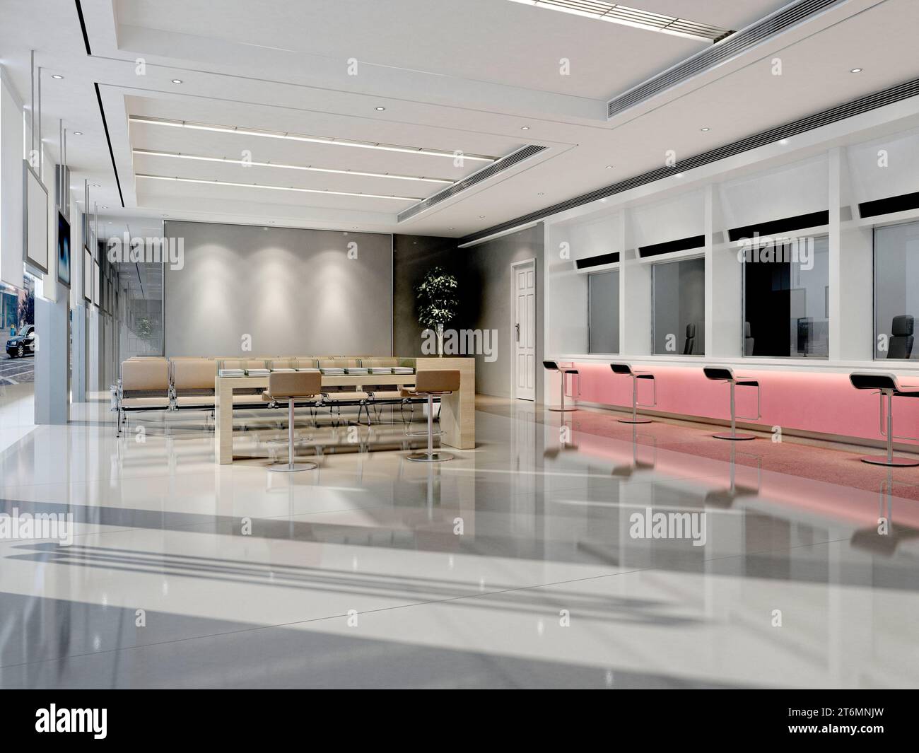 3d render of building interior lobby reception Stock Photo - Alamy