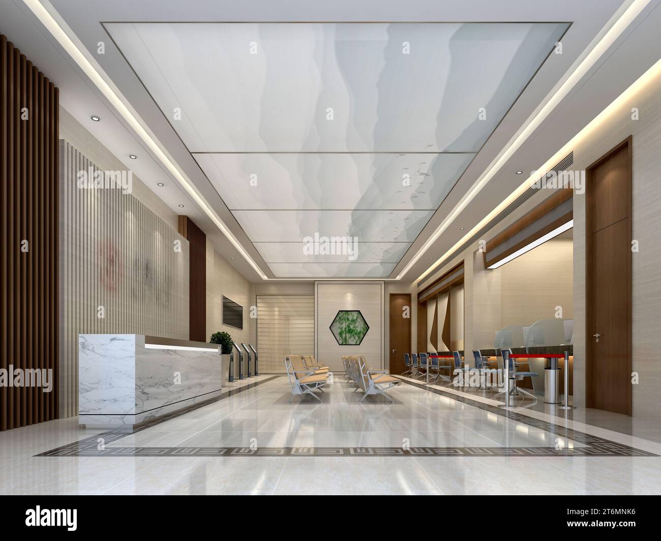 3d render of building interior lobby reception Stock Photo - Alamy
