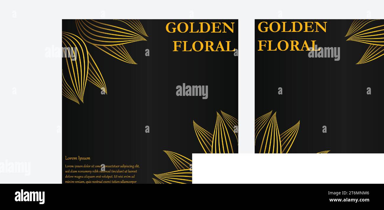 set of luxury gold floral social media post template. suitable for ...
