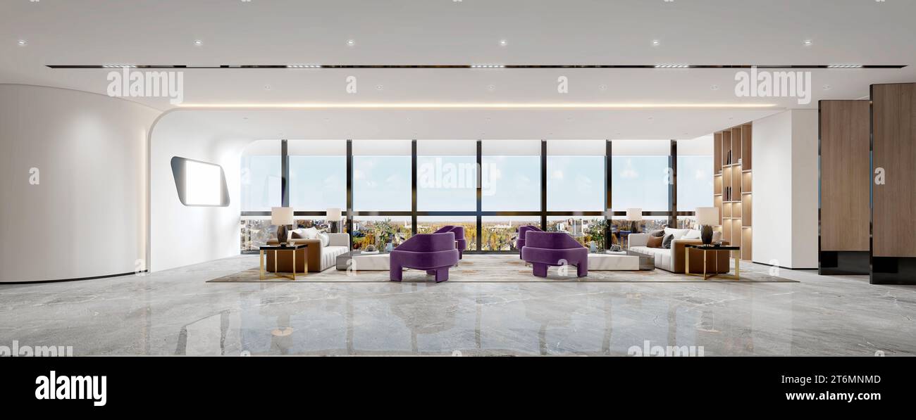 3d render of building interior lobby reception Stock Photo - Alamy