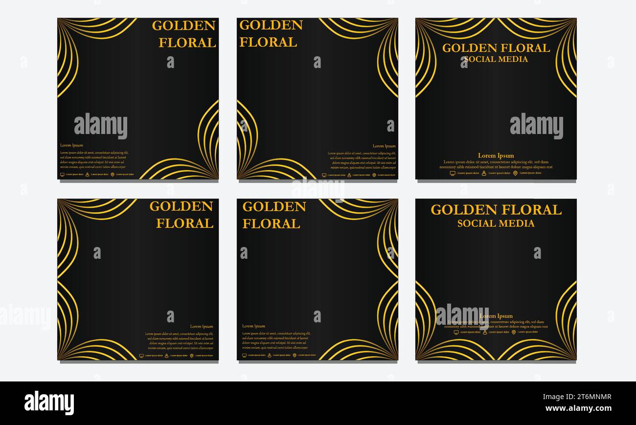 set of luxury gold floral social media post template. suitable for ...