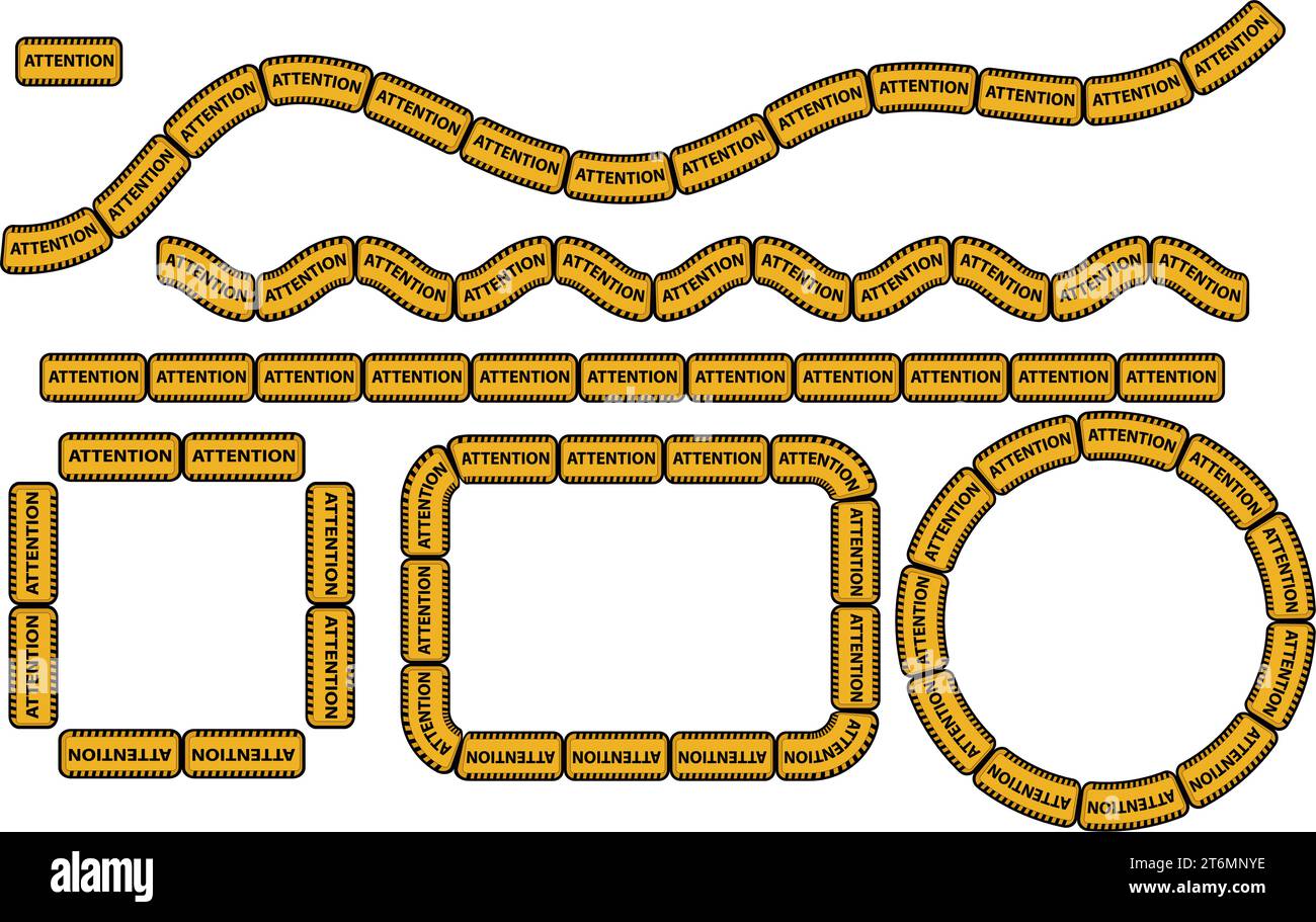 Attention signs set. curve rectangular empty outer frame of danger and ...