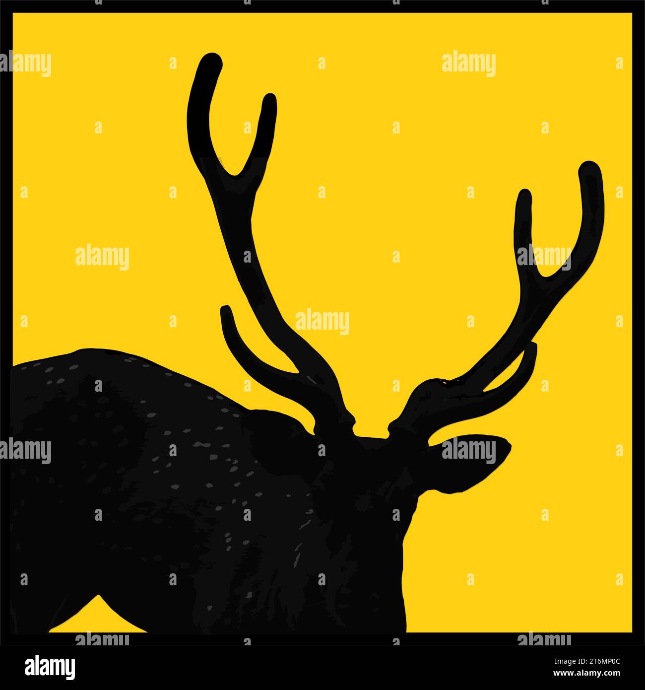 Yellow road sign: Deer Crossing Zone. Drive slowly for the beware of ...