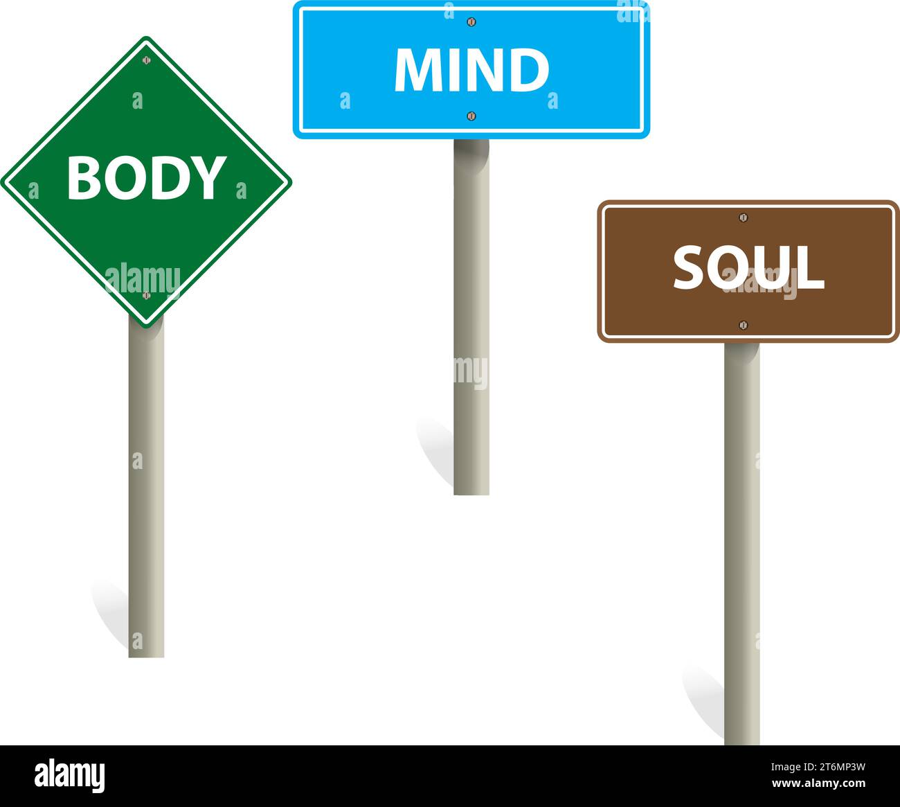 Body, Mind, Soul text quote. vector illustration. Sign board. on white ...