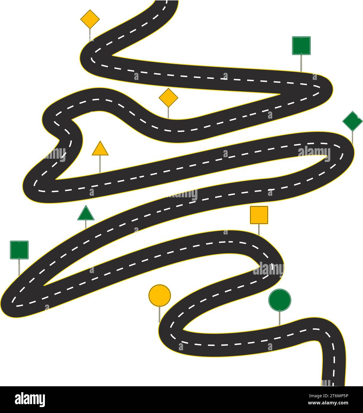 Vector black car road. Road signs. Road to the horizon in perspective ...