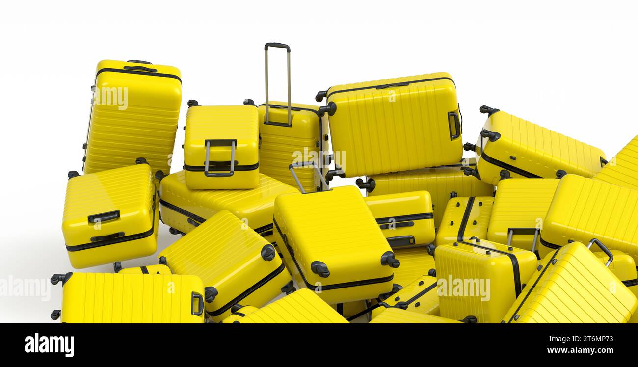 Pile of suitcase or baggages isolated on white background.. 3d render ...