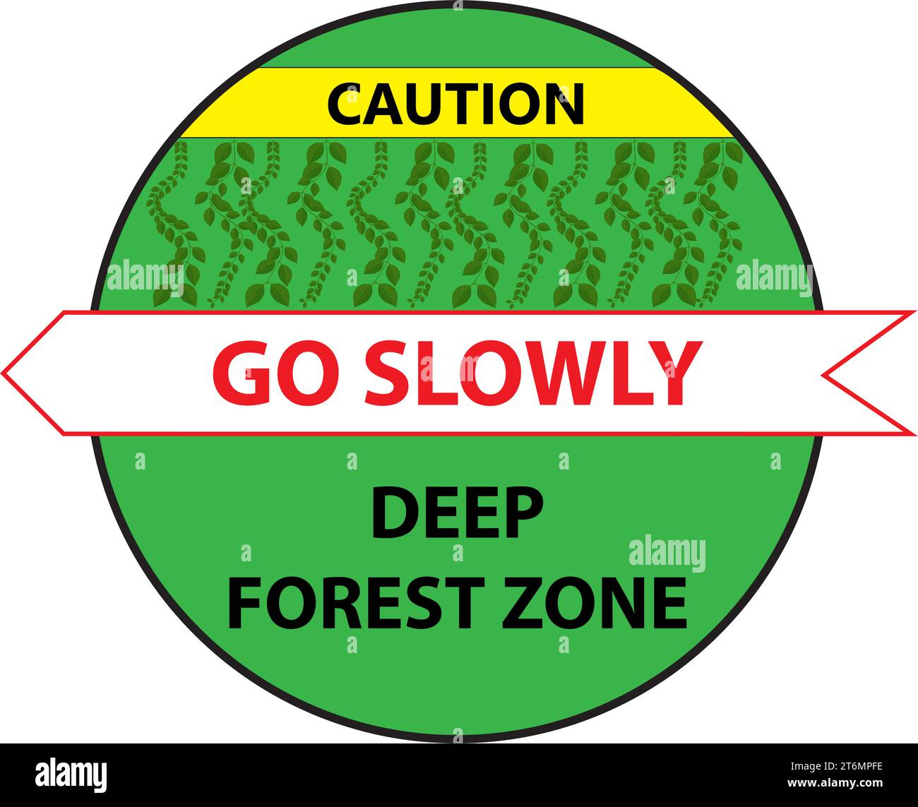 Green road sign: Deep Forest Zone. Drive slowly for animal safety ...