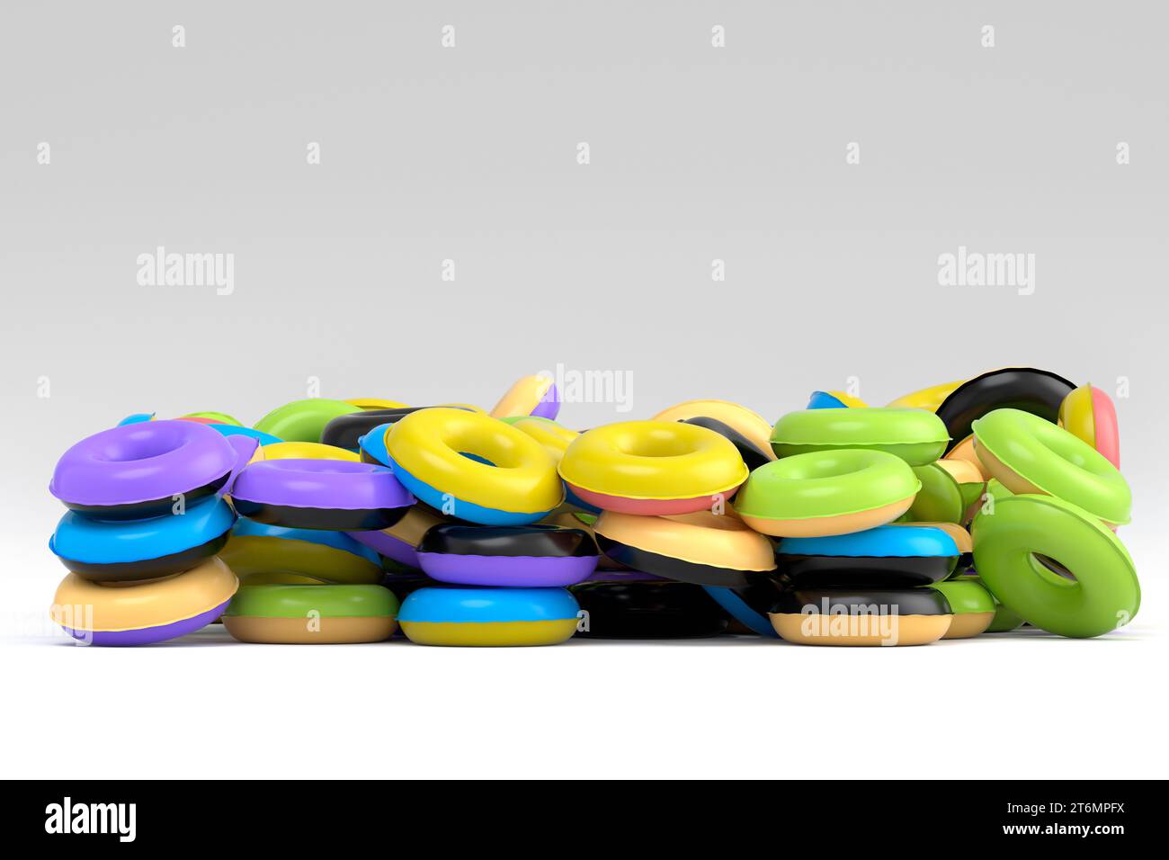 Pile of inflatable ring for swimming pool isolated on white background ...