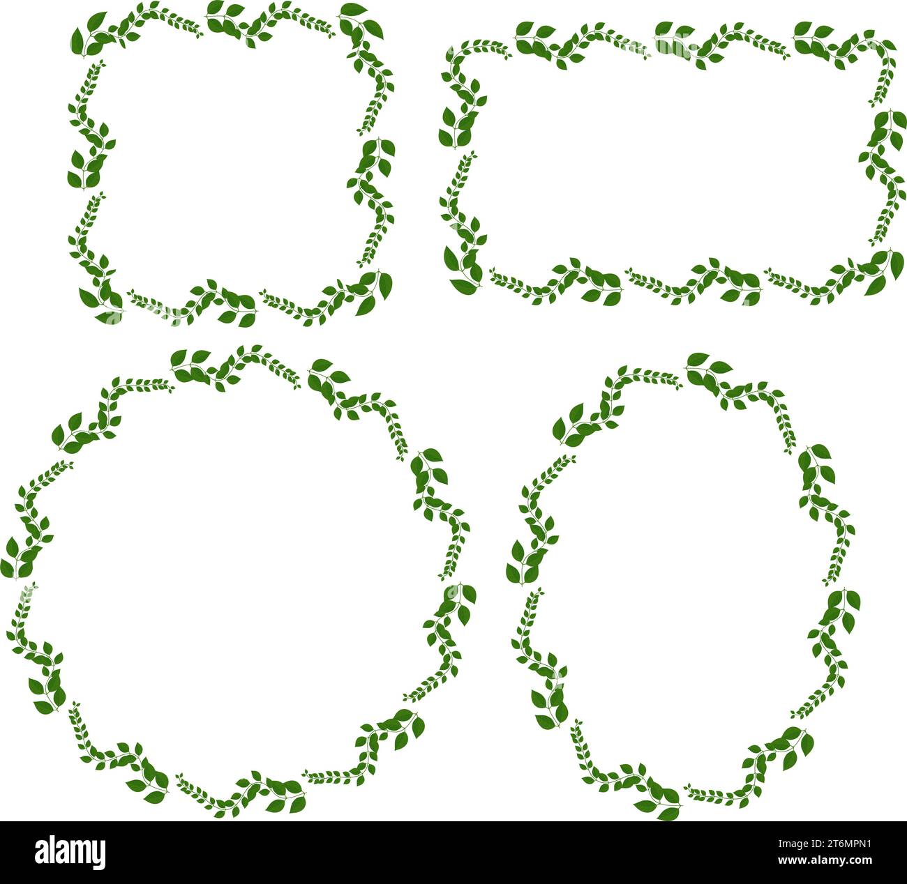 leaf outer frame green color circle. vector illustration. on a white ...