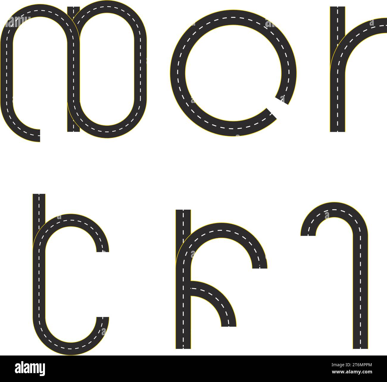 Vector black car road. Road signs. Road to the horizon in perspective ...