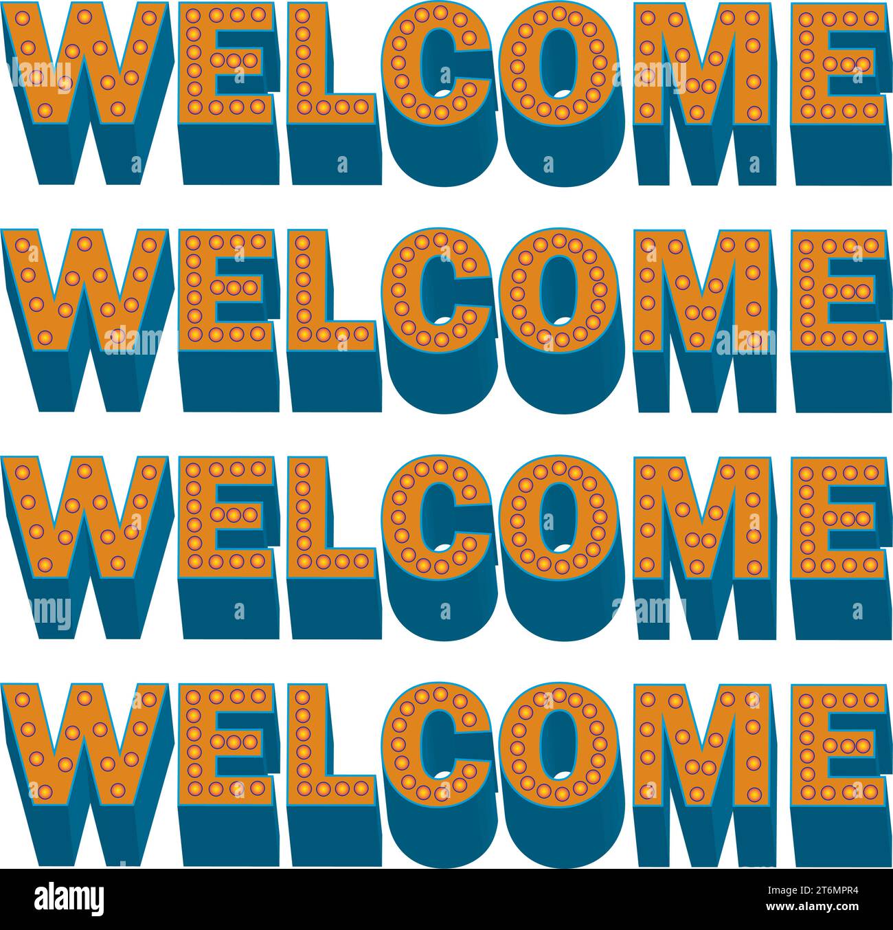 Welcome lettering, welcome sign 3d, vector illustration. on white background. greeting card ...