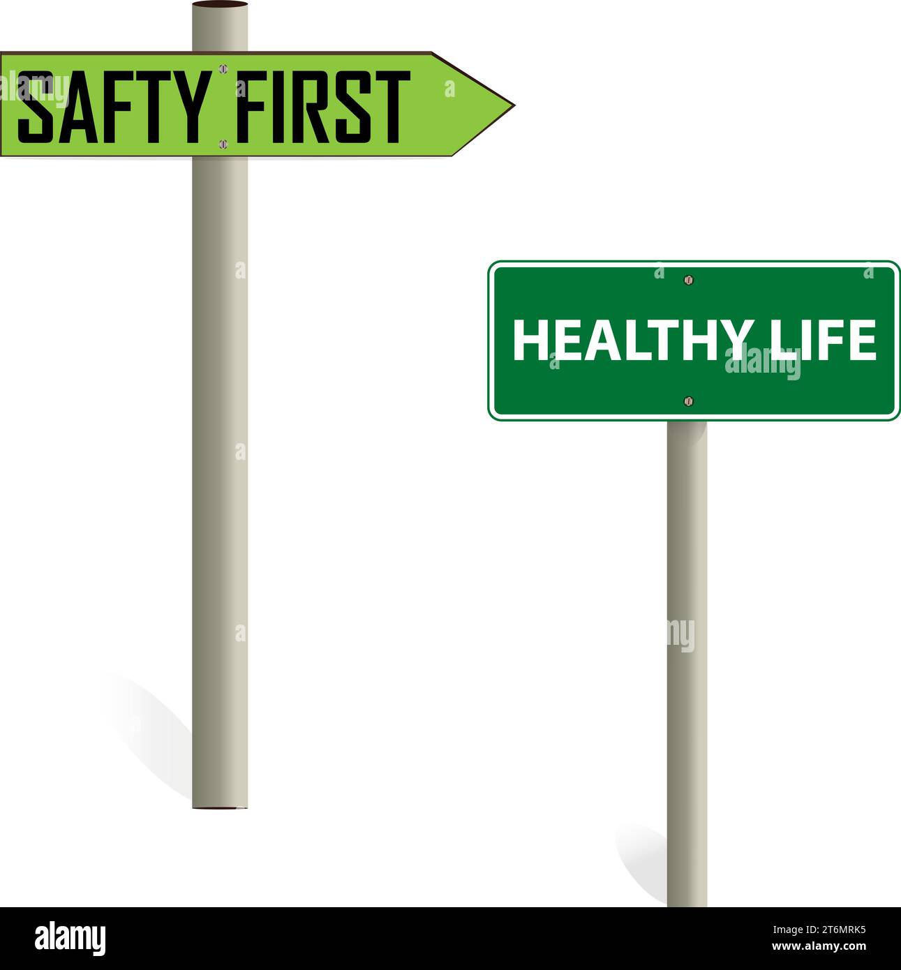 Safety First, and Healthy Life sign board, vector illustration. on a ...