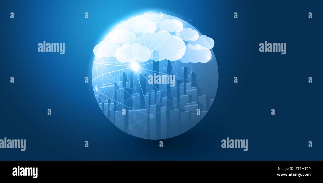 Dark Blue and White Smart City, Cloud Computing Design Concept with ...