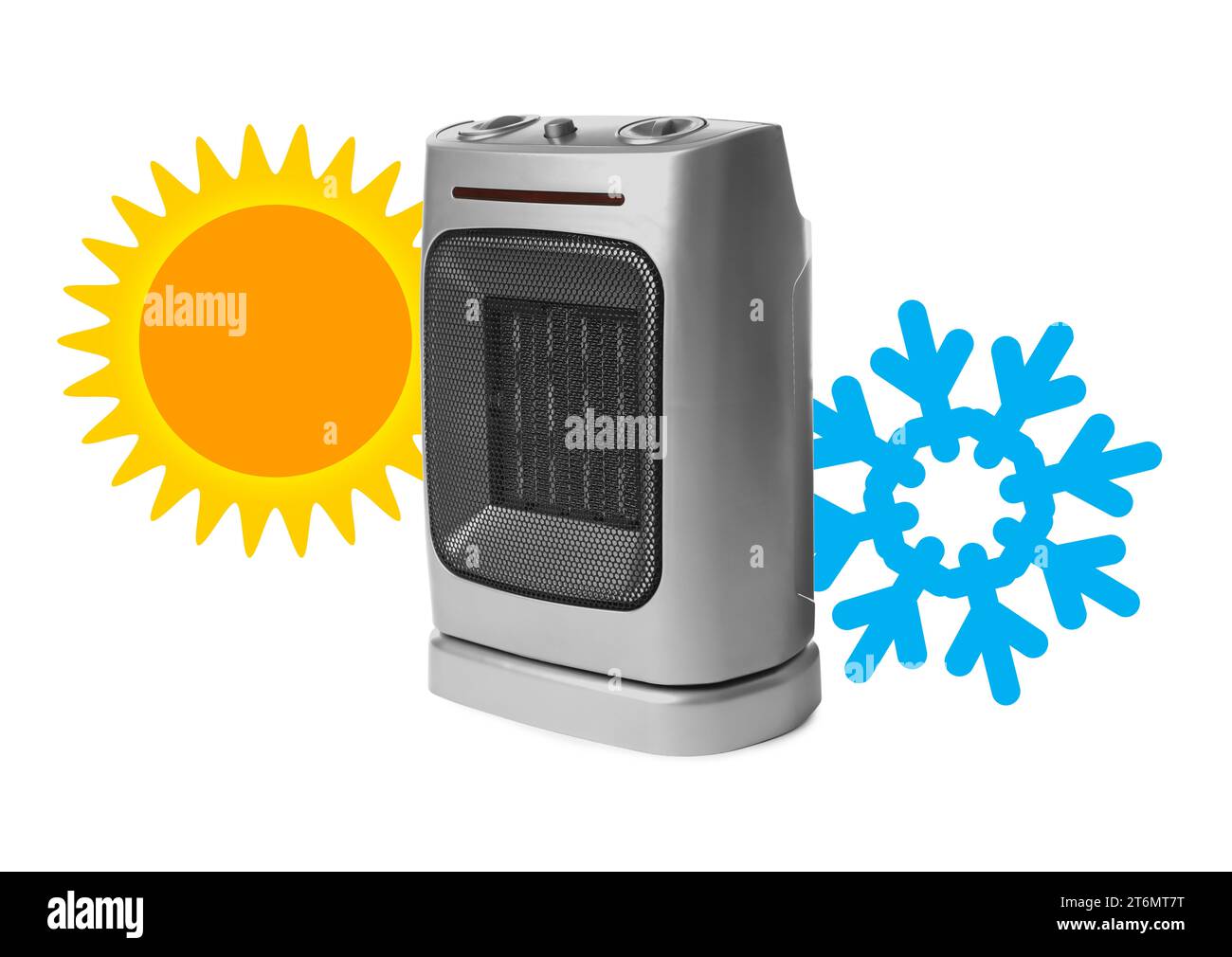 Heat control and energy saving. Electric device, illustrations of sun ...