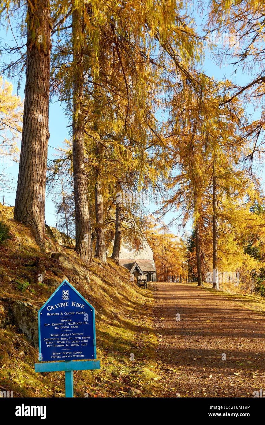 Balmoral Estates Crathie Scotland a sign and the road leading to ...