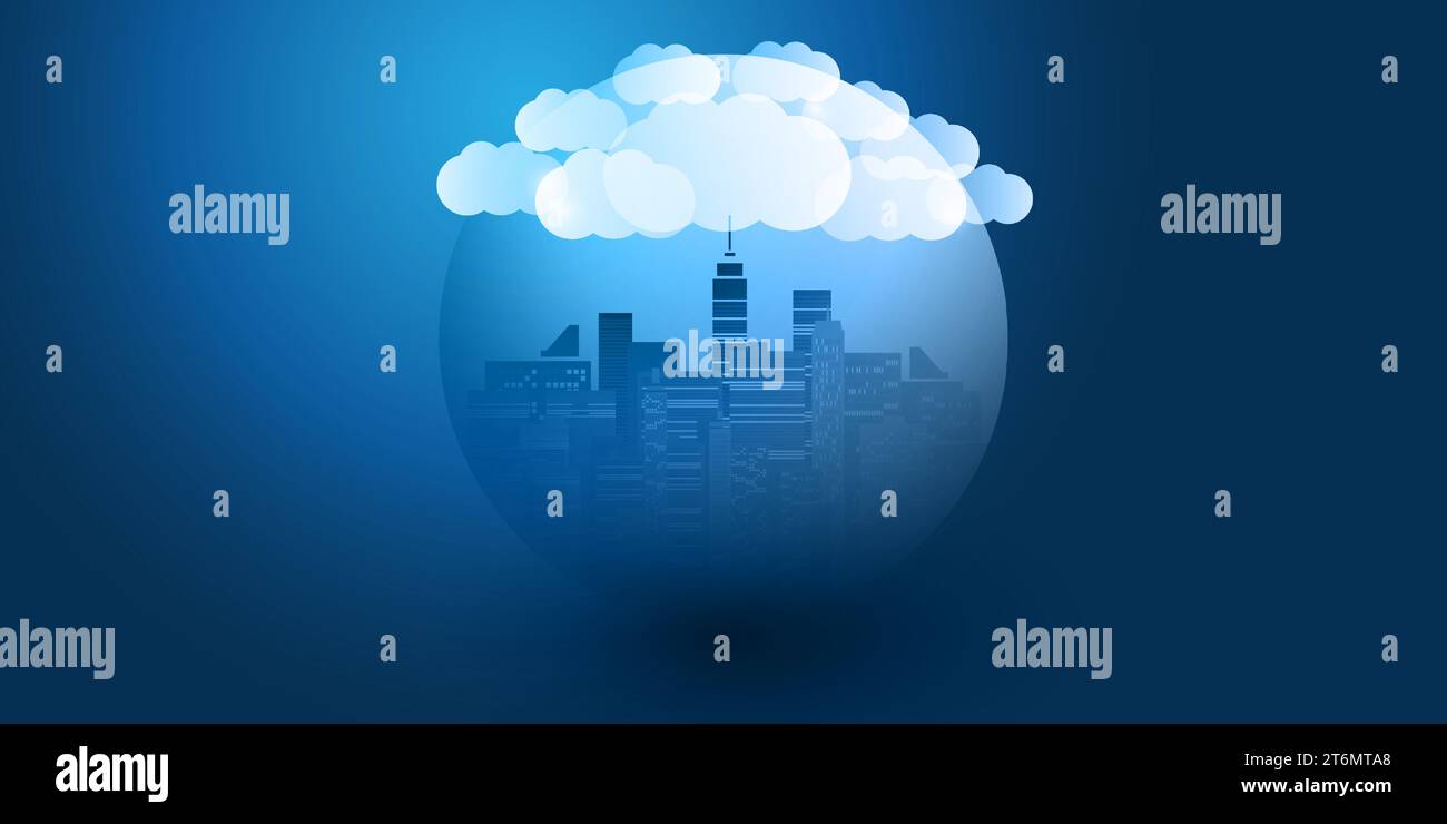 Dark Blue and White Smart City, Cloud Computing Design Concept with ...