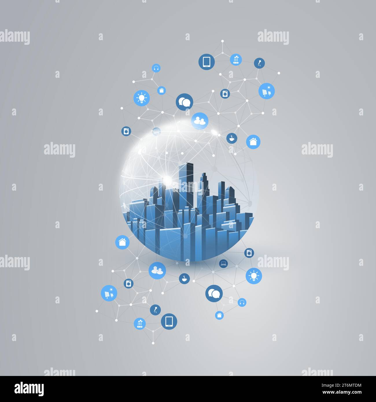 Futuristic Smart City, IoT and Cloud Computing Design Concept with ...