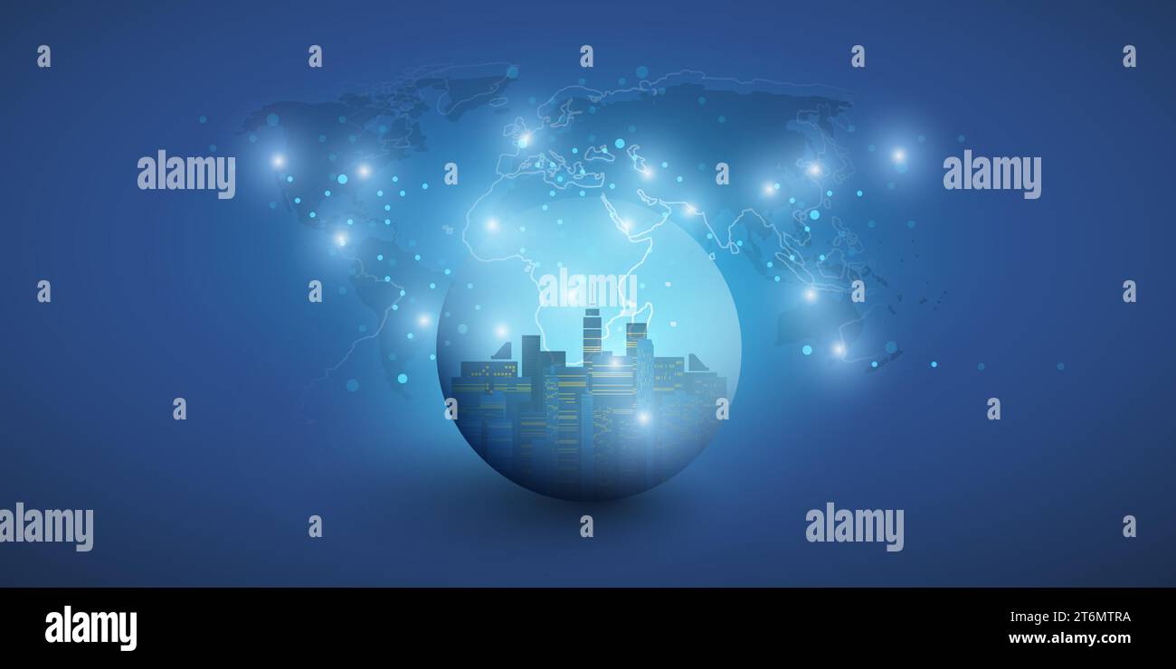 Futuristic Smart City, IoT and Cloud Computing Design Concept with ...