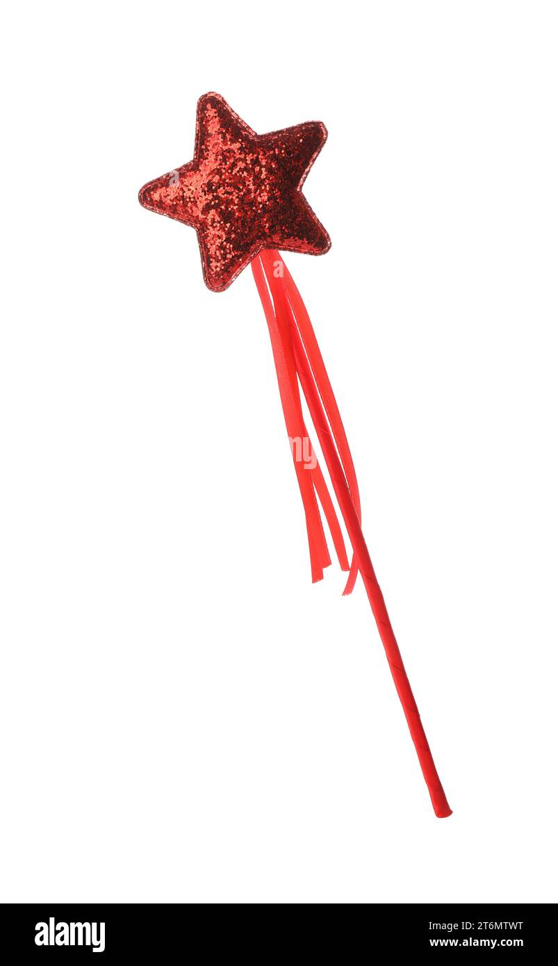Beautiful red magic wand isolated on white Stock Photo - Alamy