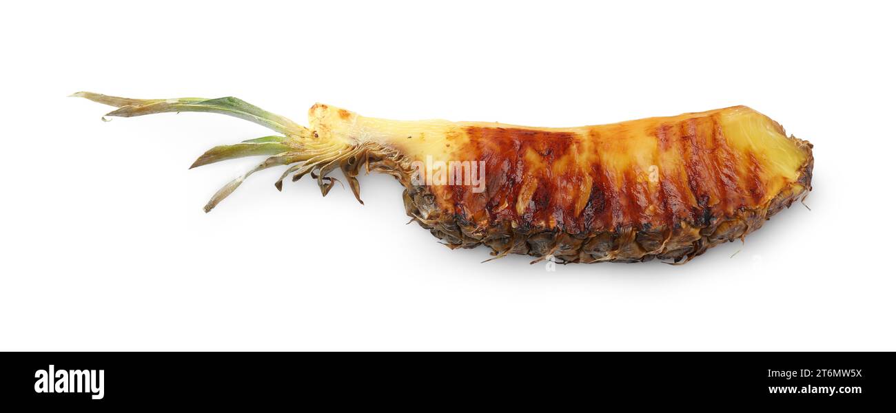 Piece of tasty grilled pineapple isolated on white background Stock ...