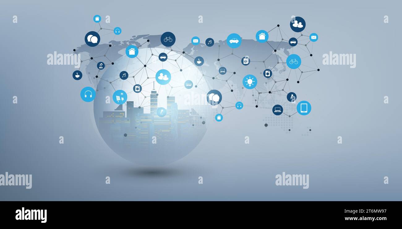 Futuristic Smart City, IoT and Cloud Computing Design Concept with ...