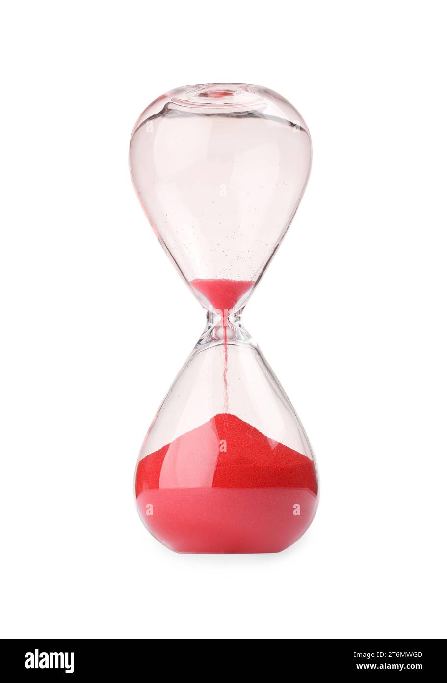 Hourglass with red flowing sand isolated on white Stock Photo - Alamy