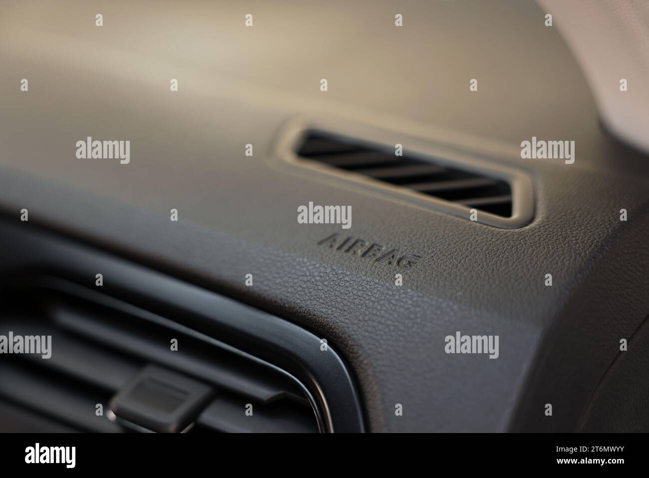 Safety airbag sign and air vent inside car, closeup Stock Photo - Alamy