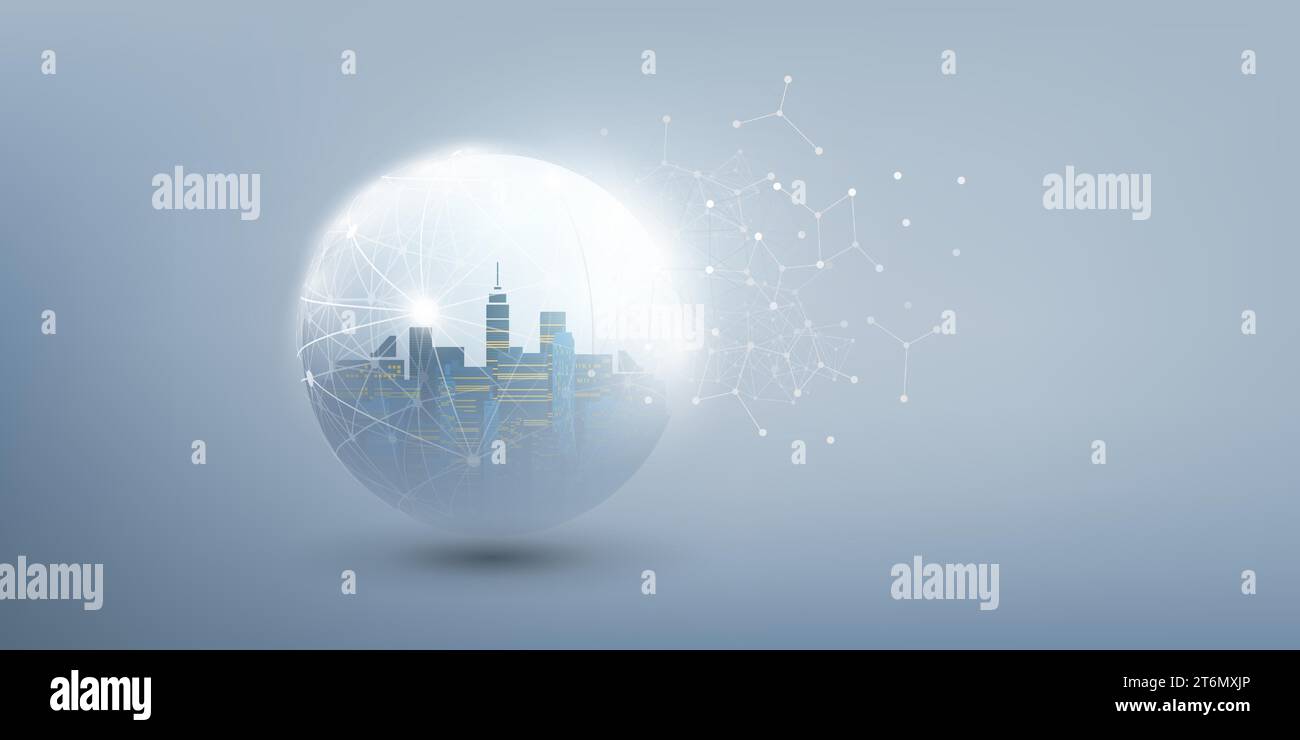 Futuristic Smart City, IoT and Cloud Computing Design Concept with ...
