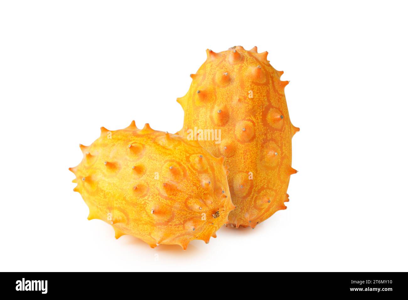 Kiwano fruit, green horned melon isolated on white background. Organic ...