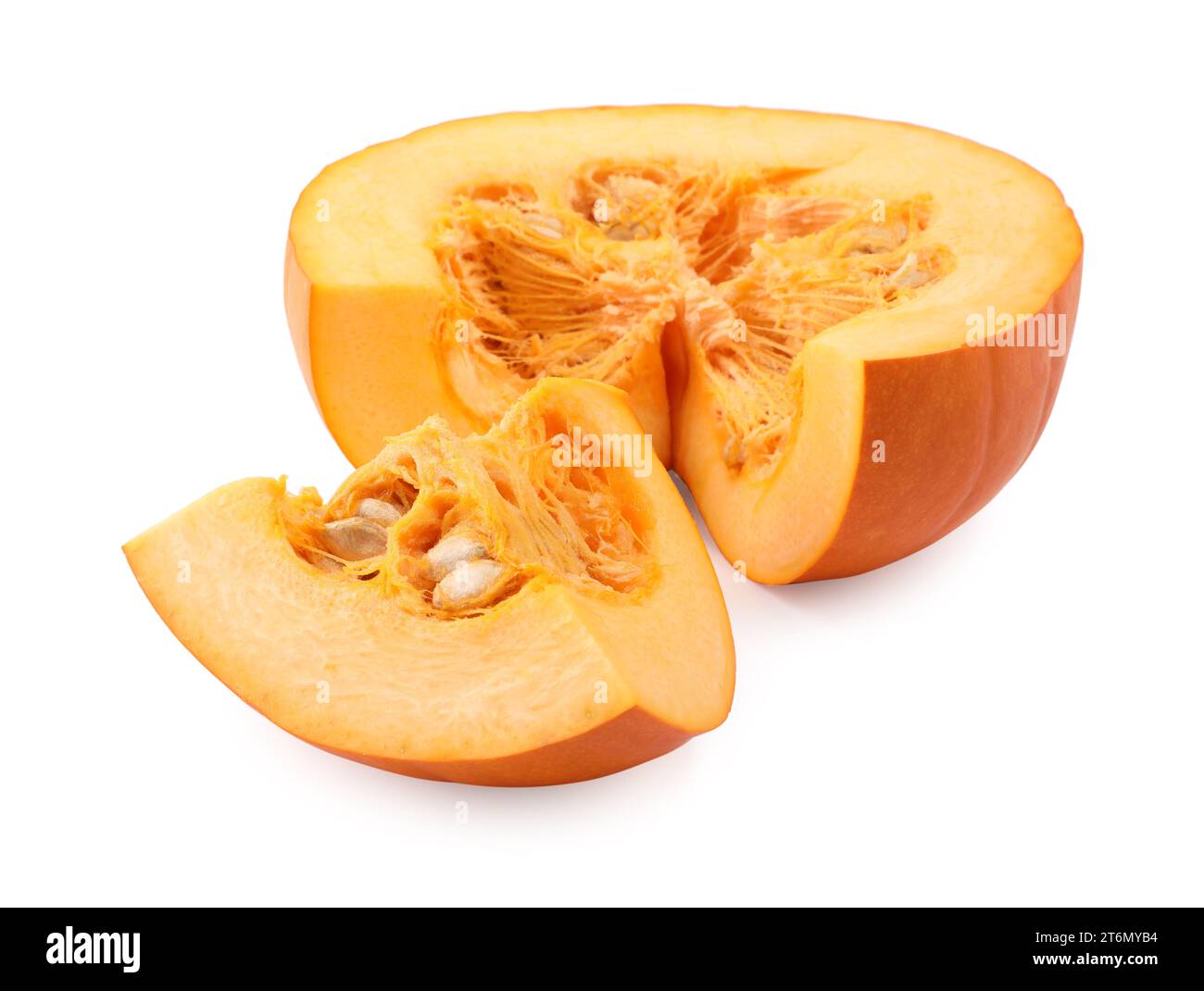 Cut fresh ripe pumpkin isolated on white Stock Photo - Alamy