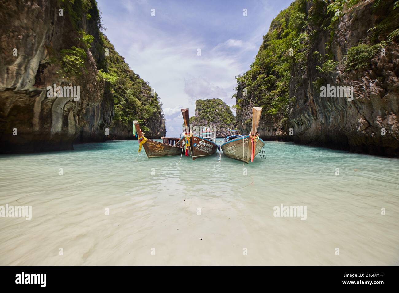 The stunning Loh Samah Bay near Maya Bay on Phi Phi Island, southern ...