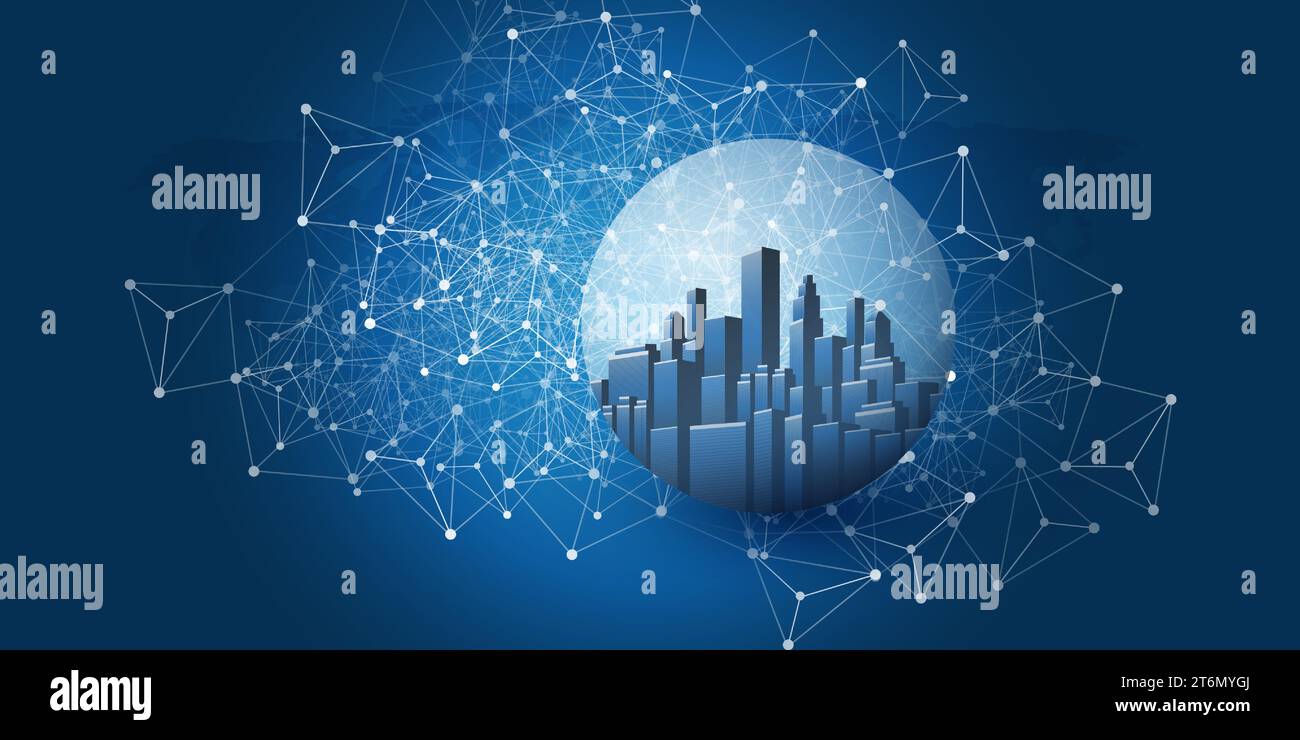 Futuristic Smart City, IoT and Cloud Computing Design Concept with 3D ...