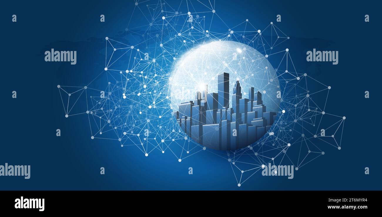 Futuristic Smart City, IoT and Cloud Computing Design Concept with 3D ...