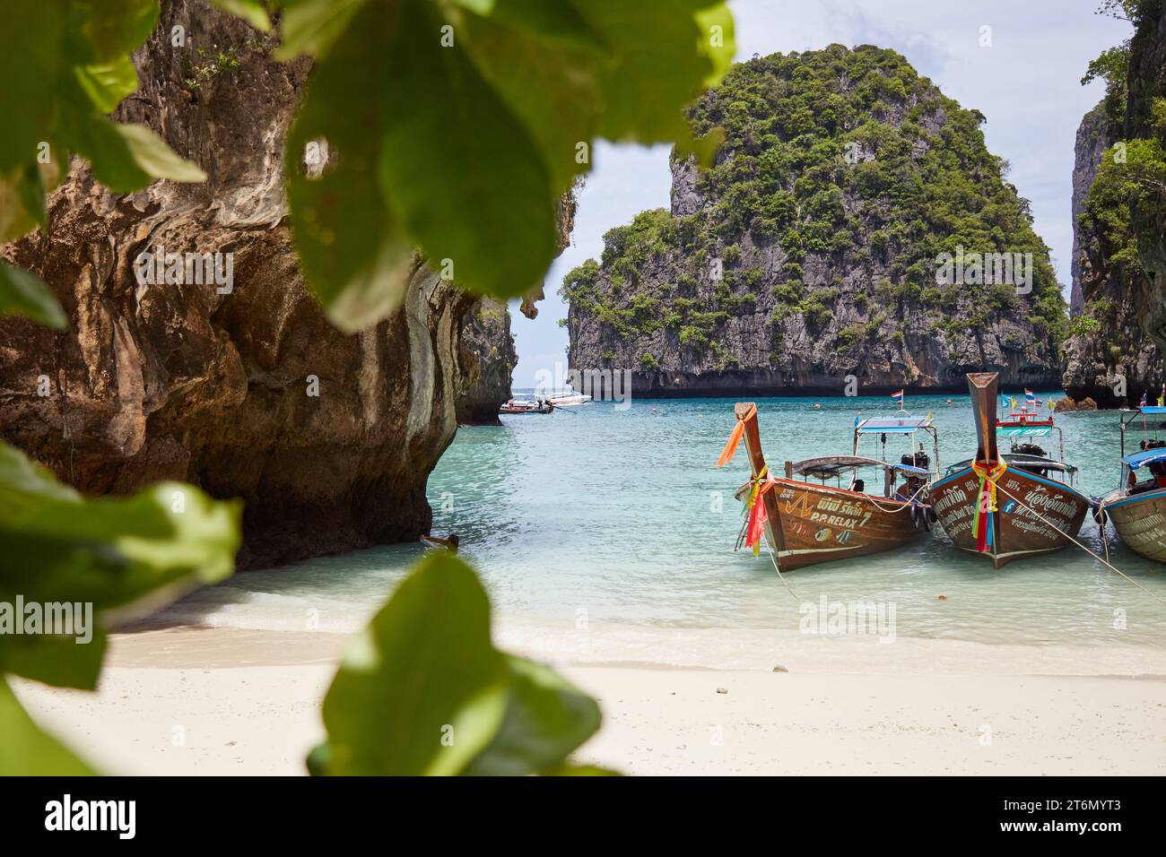 The stunning Loh Samah Bay near Maya Bay on Phi Phi Island, southern ...
