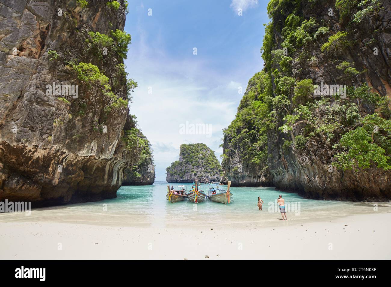 The stunning Loh Samah Bay near Maya Bay on Phi Phi Island, southern ...