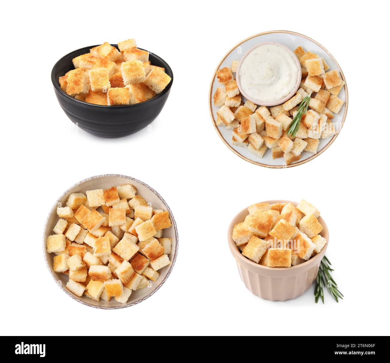 Fried bread croutons sauce Cut Out Stock Images & Pictures - Alamy