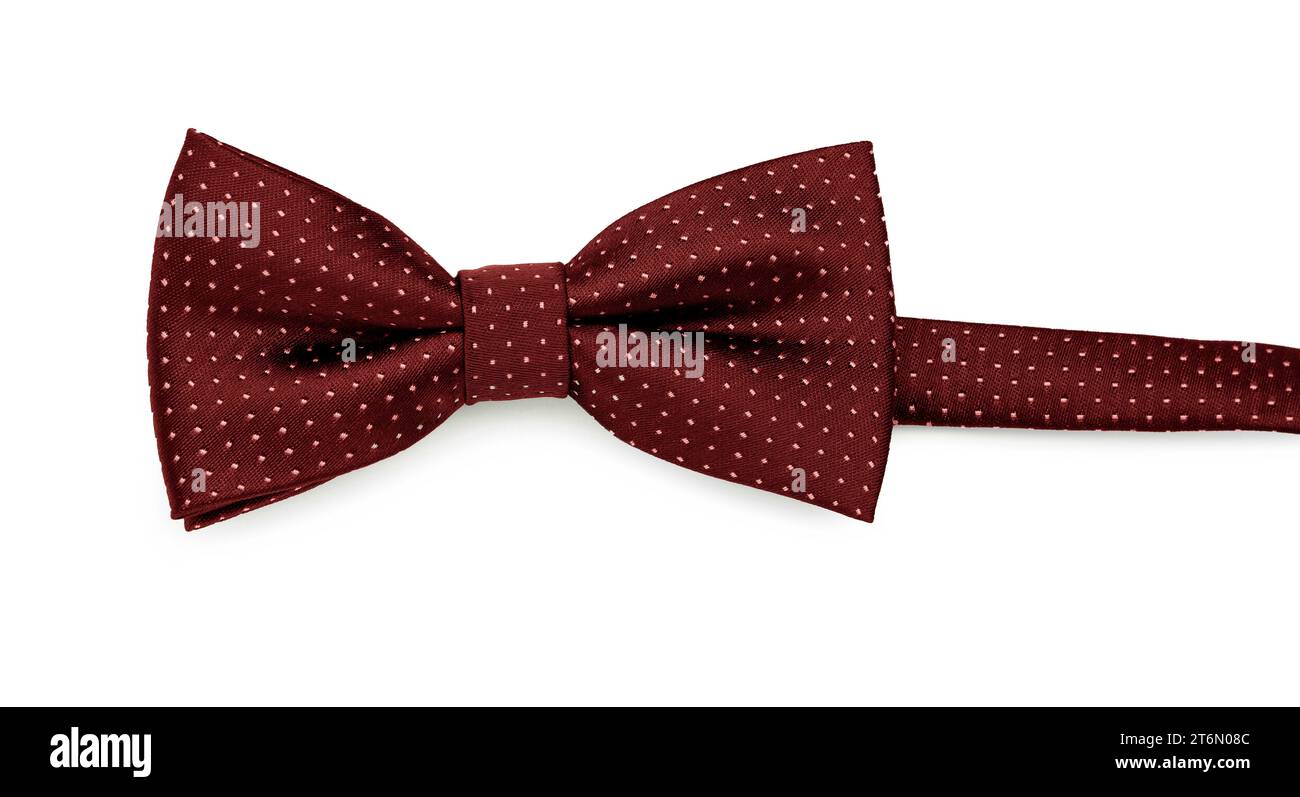 Stylish burgundy bow tie isolated on white Stock Photo - Alamy