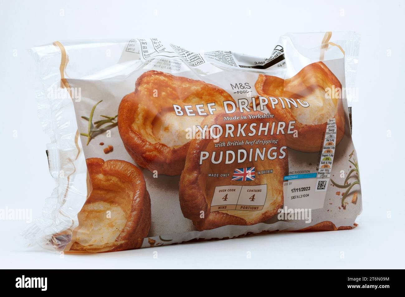 Serves 4 Pack of M&S Beef Dripping Yorkshire Puddings on a White ...