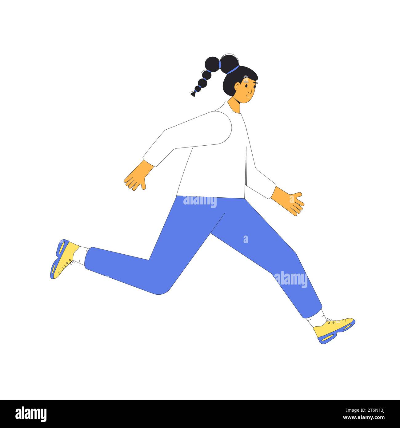 Runner. Running teen girl isolated on white background. Participation ...